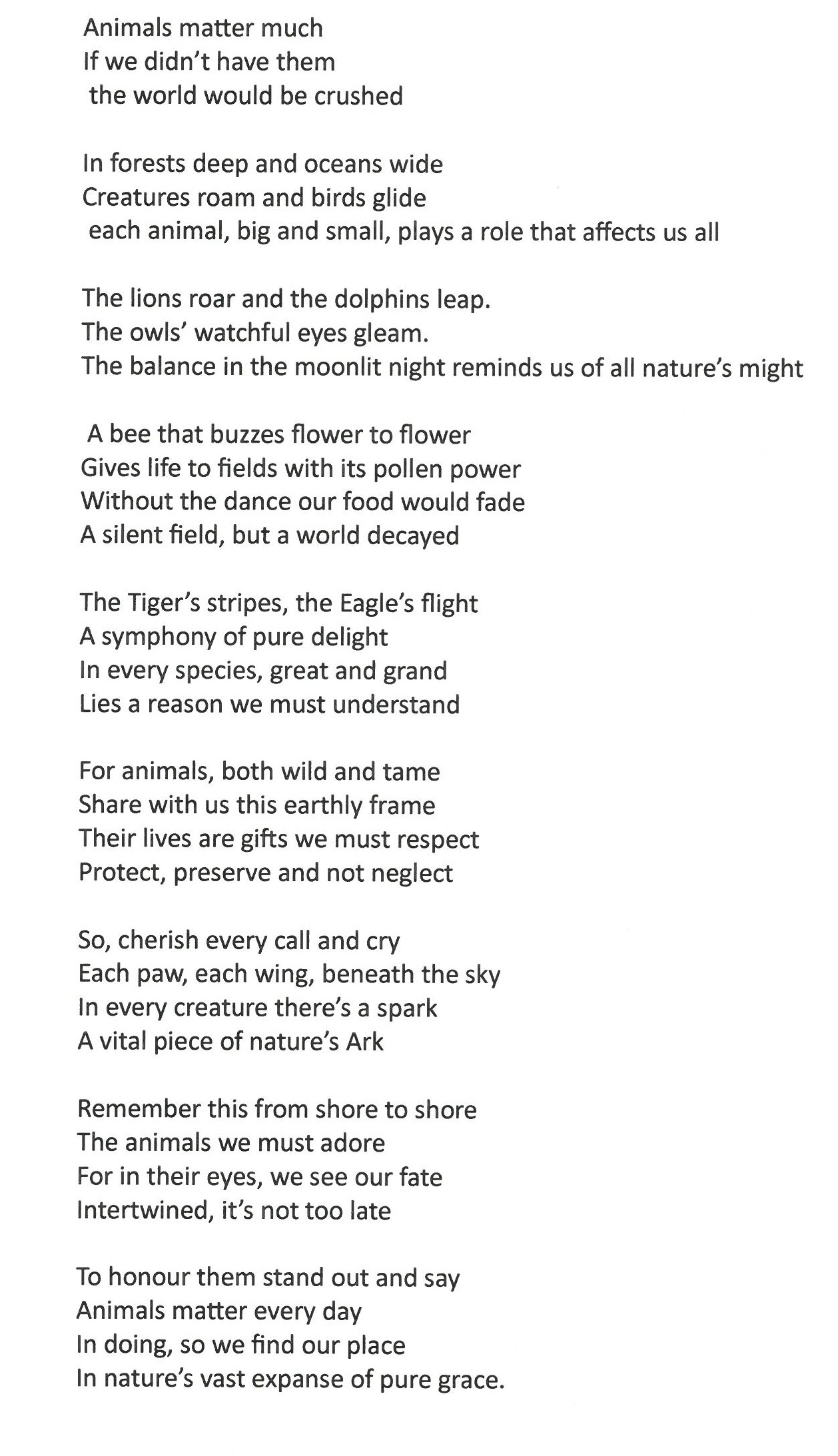 Animals matter - poem